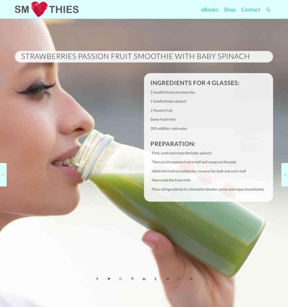 Strawberries passion fruit Smoothie with baby spinach | Smoothies Love